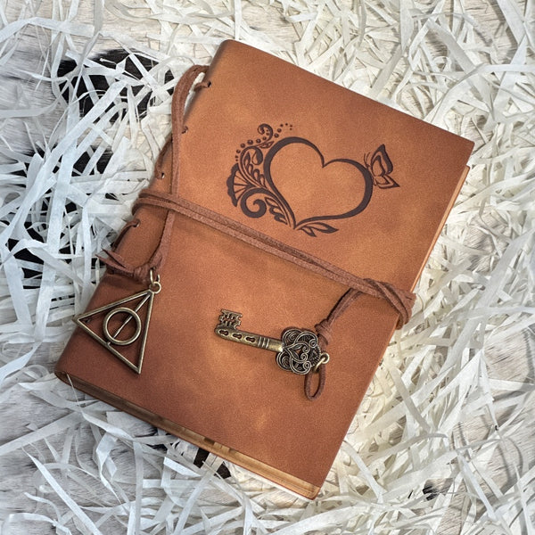 Small Vegan Leather Bound Journal with Enchanting Butterfly Love Heart ...