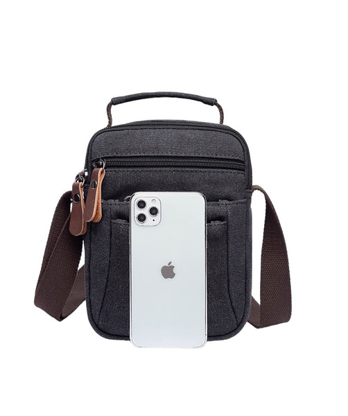 Travel-Size Crossbody Canvas Bag with Multiple Compartments: Organise ...