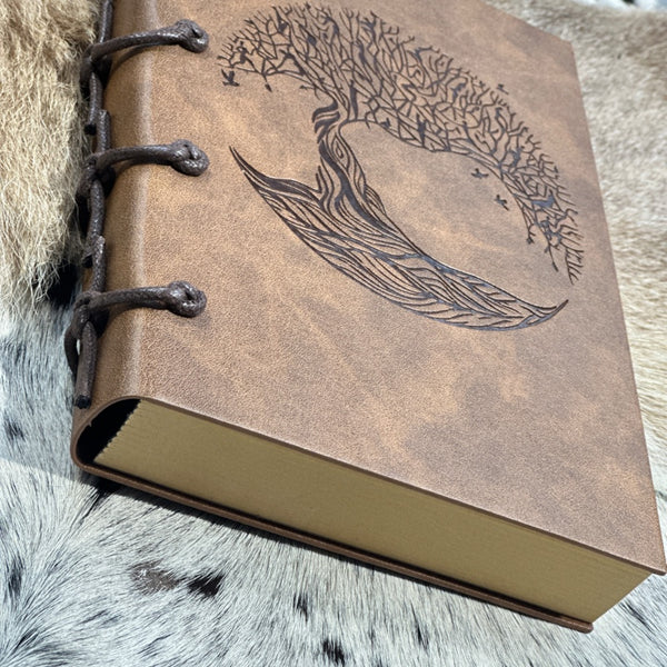 Sustainable Elegance: Handcrafted Tree of Life Vegan Leather Journal w ...